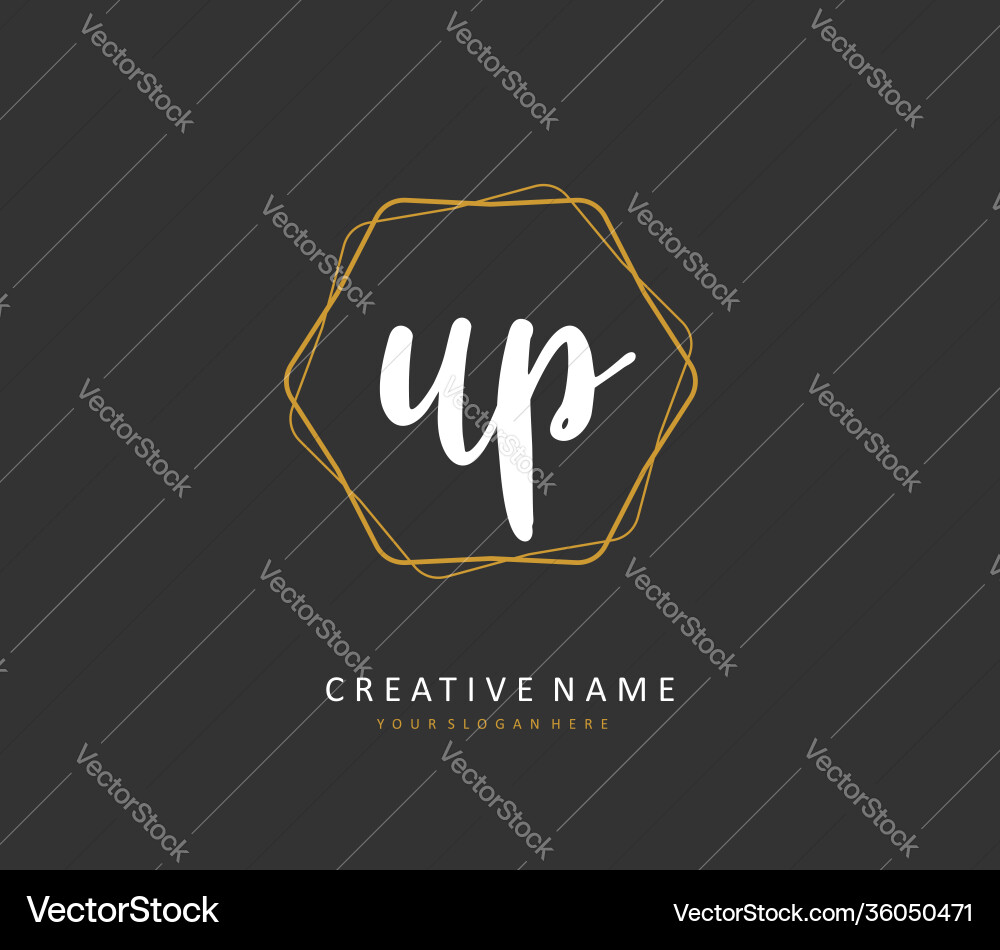Up initial letter handwriting and signature logo Vector Image