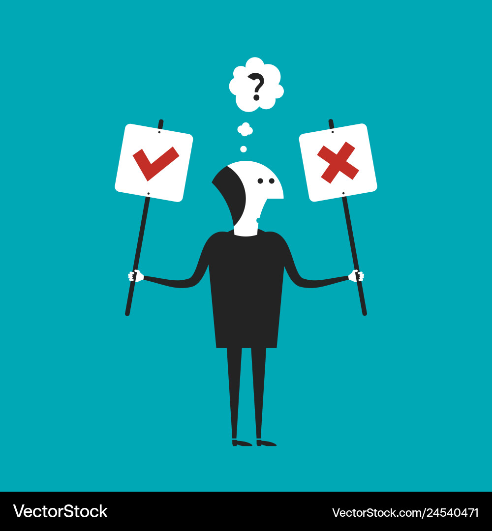 Yes or no concept in flat cartoon style Royalty Free Vector
