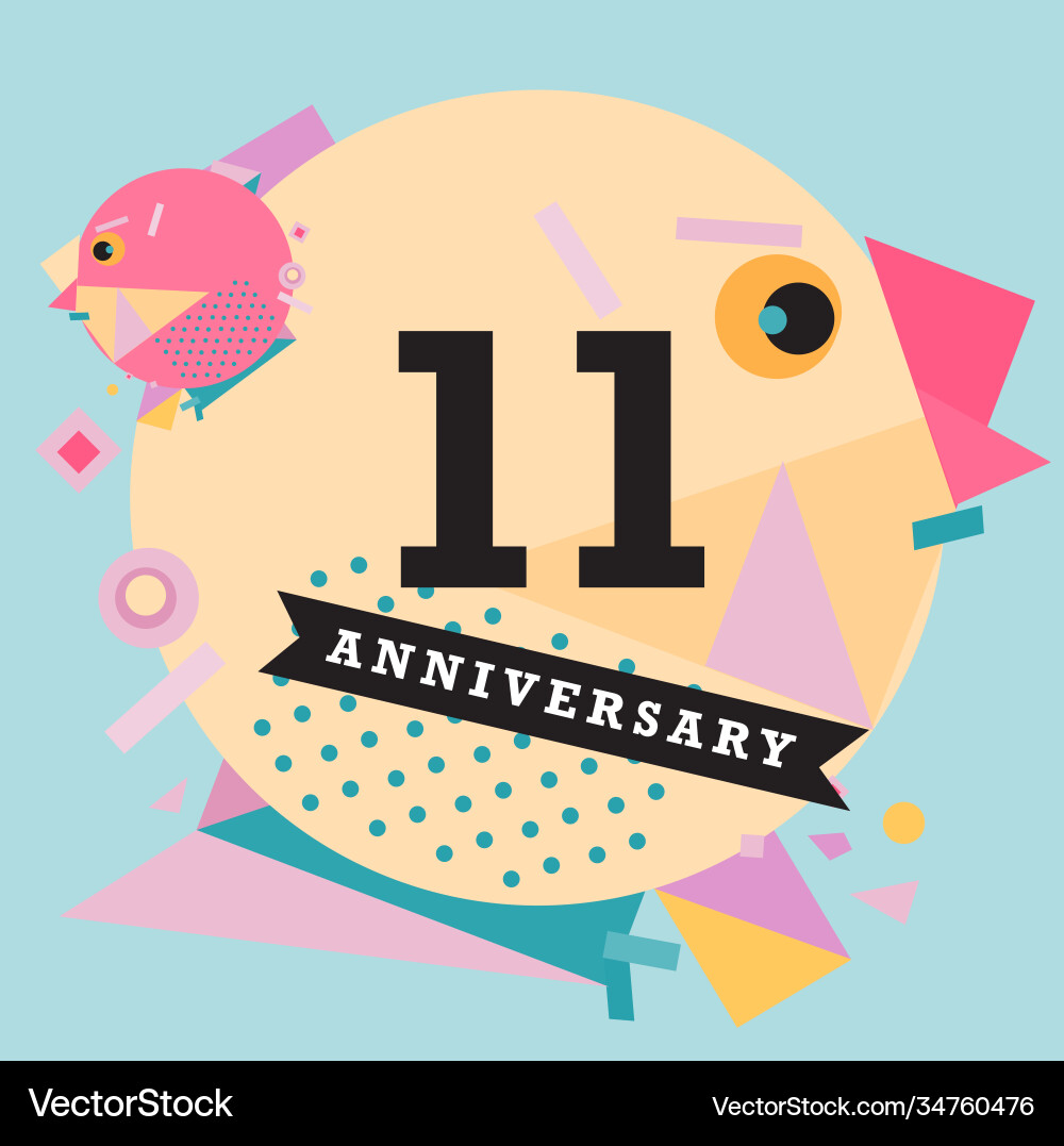 Anniversary greeting card with colorful number Vector Image