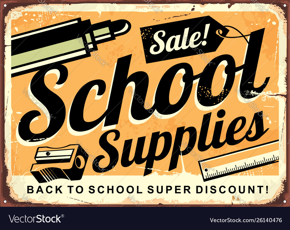 Back to school retro tin sign design layout Vector Image