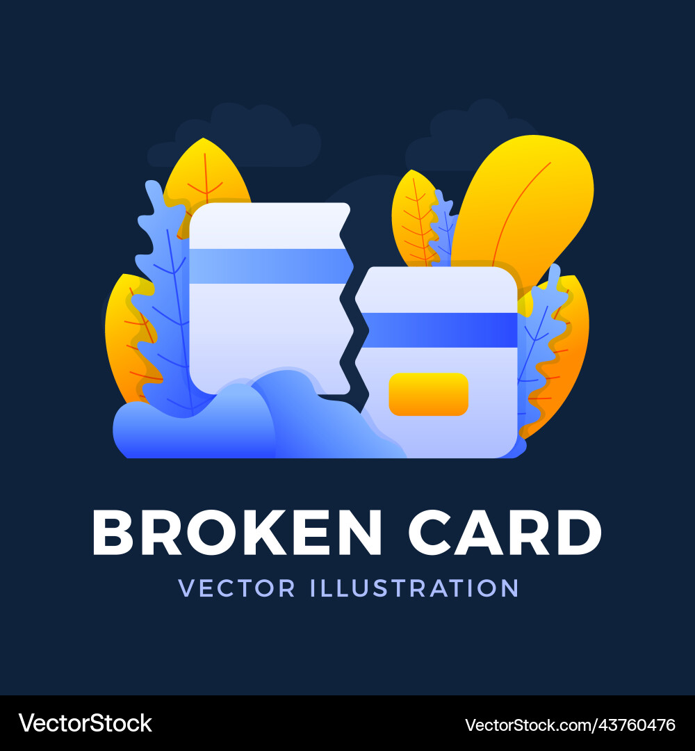 Broken credit card stock on dark background Vector Image