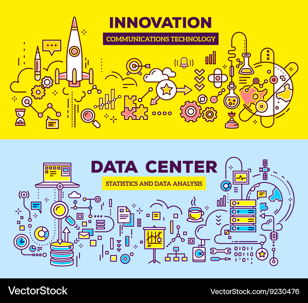 Creative concept of data center and innovati Vector Image