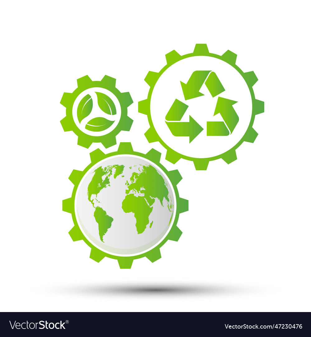 Ecology saving gear concept and environmental Vector Image Ecology saving gear concept and environmental Vector Image