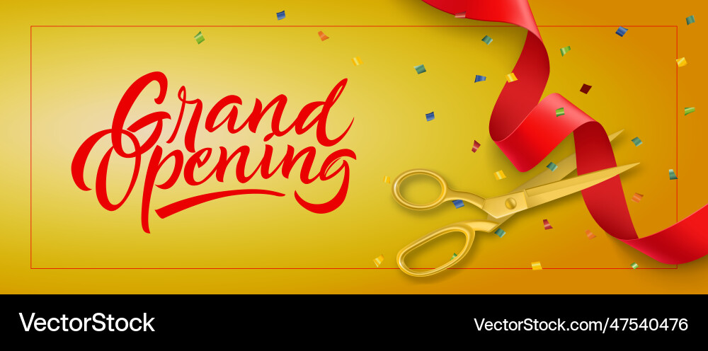 Grand opening festive banner design with frame Vector Image