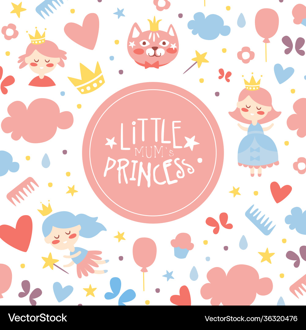Little mums princess banner template bagirl Vector Image