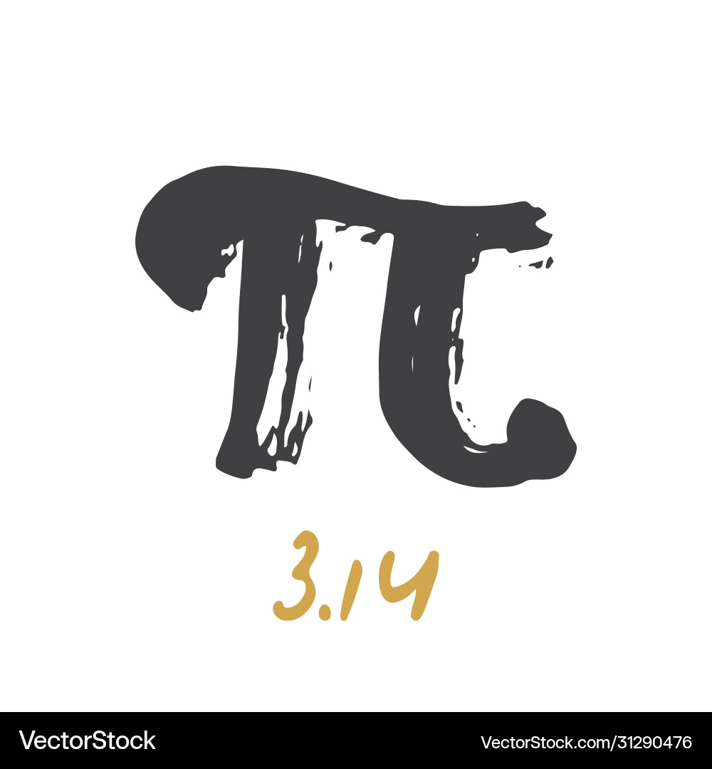 Pi symbol hand drawn icon grunge calligraphic Vector Image