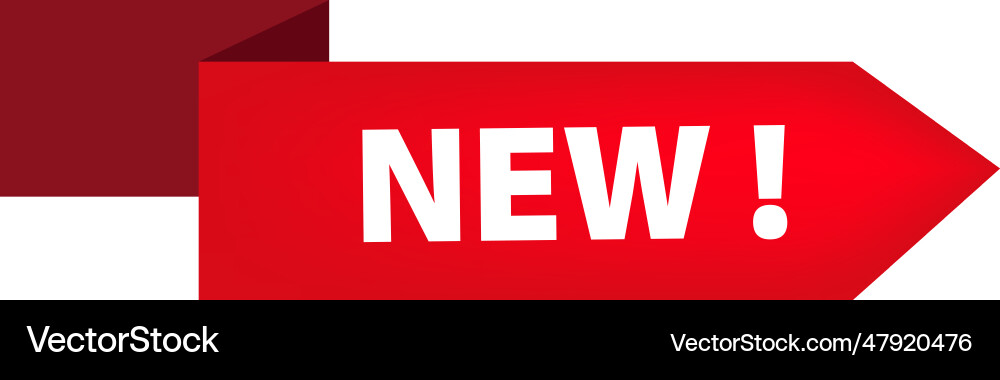 Red ribbon with new tag on white background Vector Image