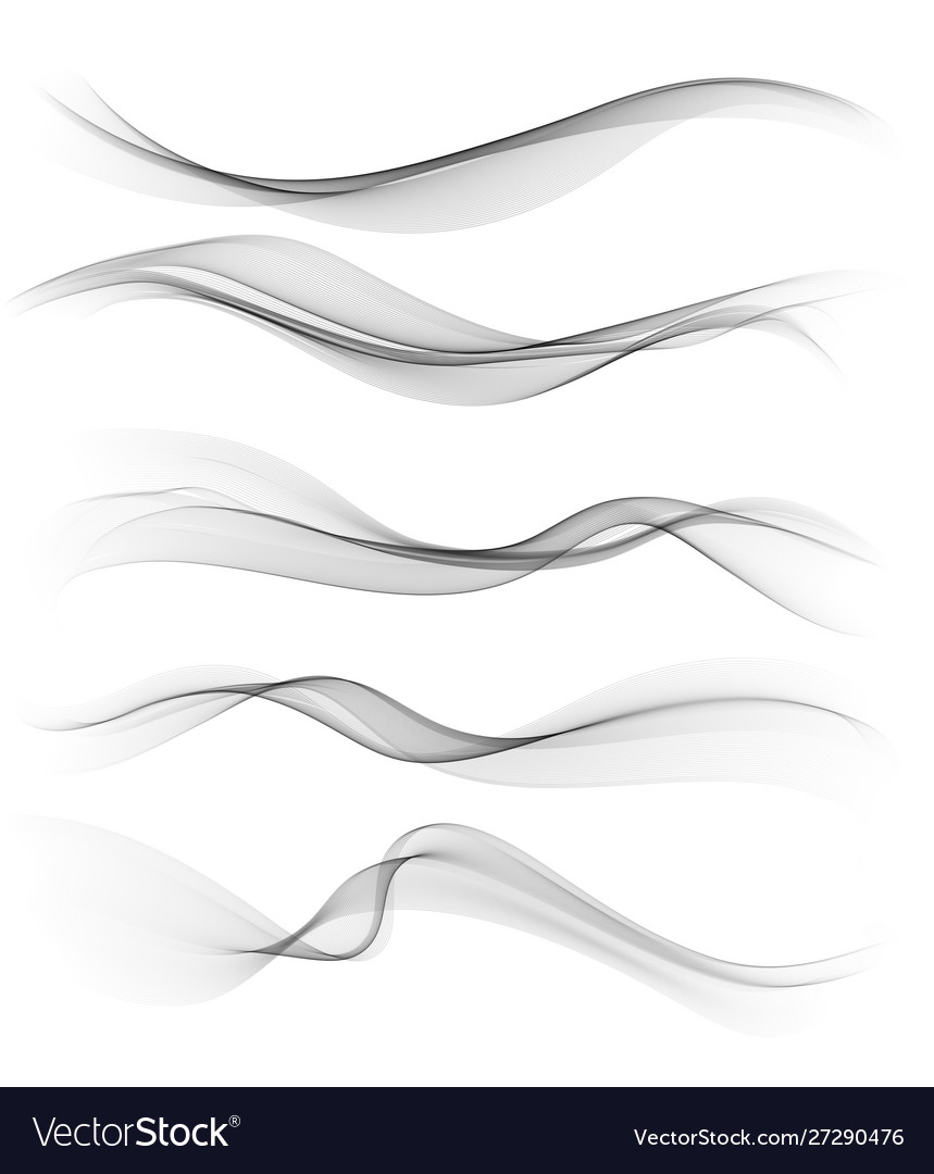 Set gray abstract wave design element Royalty Free Vector