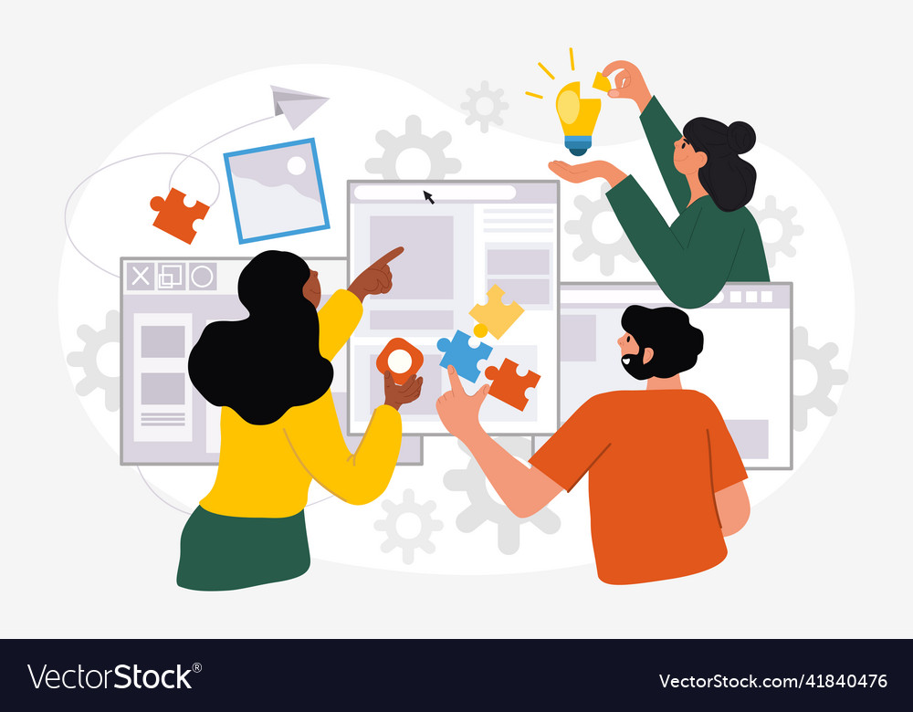 Ui ux design concept of creating application Vector Image