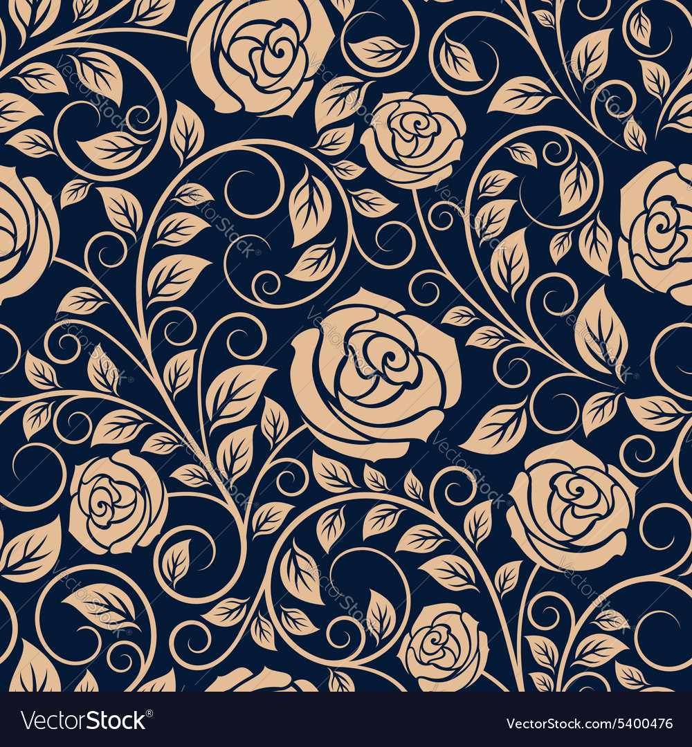 Vintage roses flowers seamless pattern Royalty Free Vector