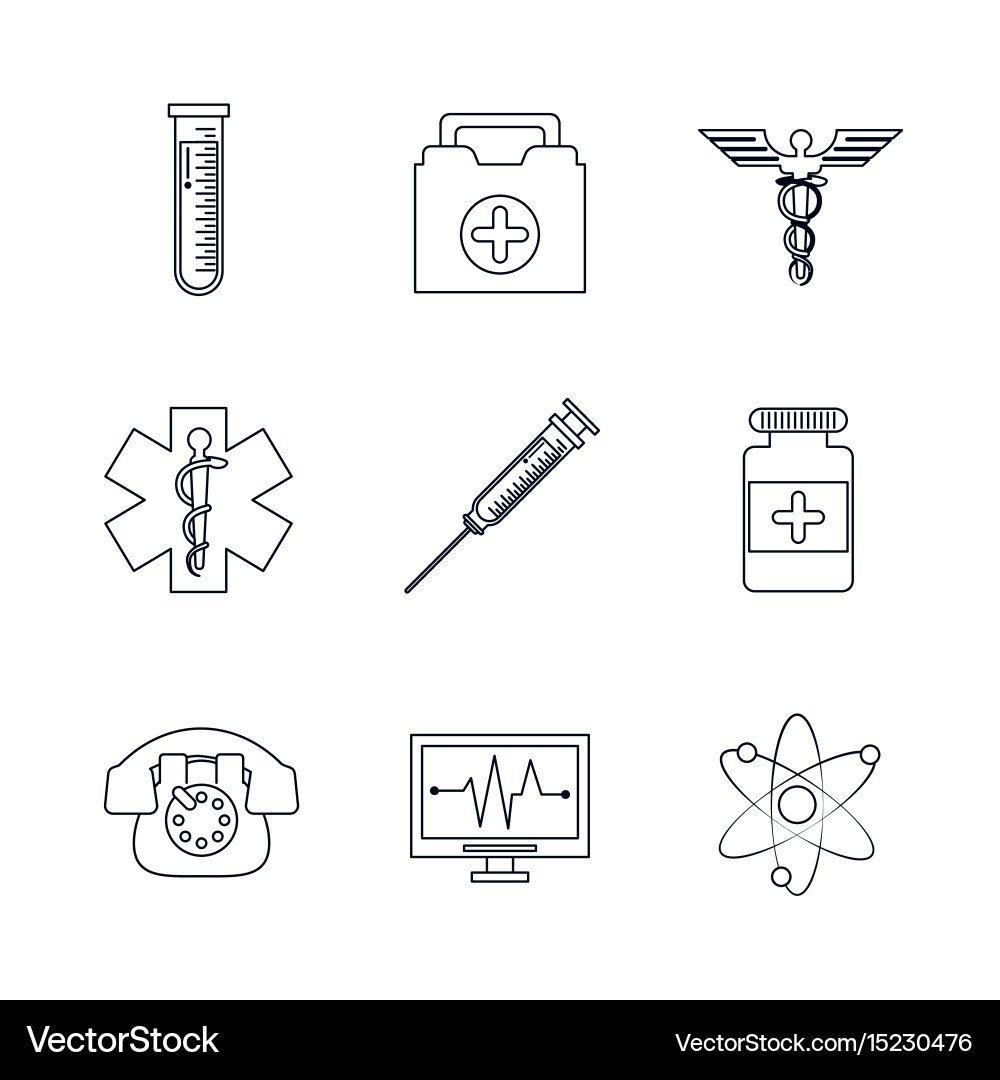 White background with monochrome set medical Vector Image