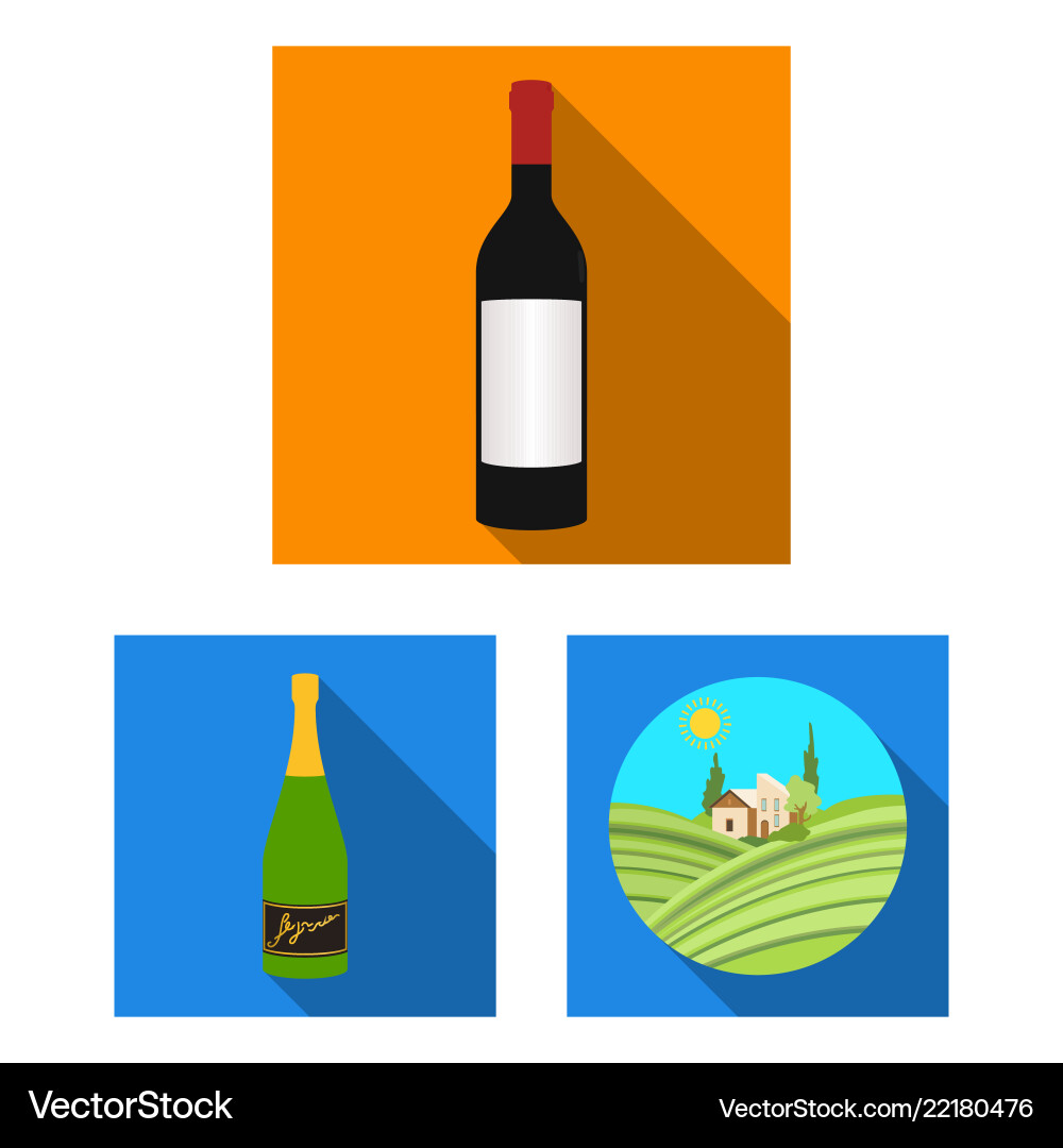Wine products flat icons in set collection Vector Image