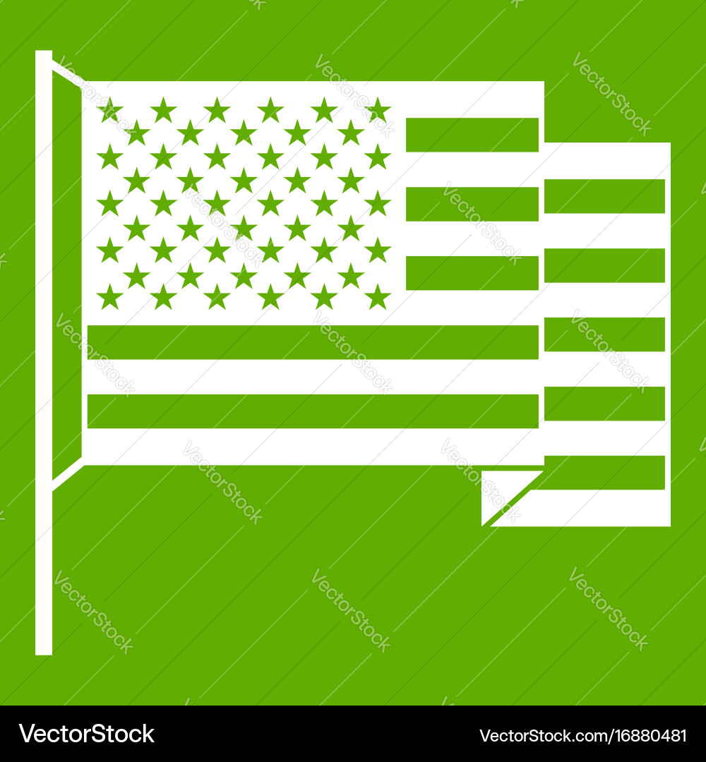 American flag icon green Royalty Free Vector Image
