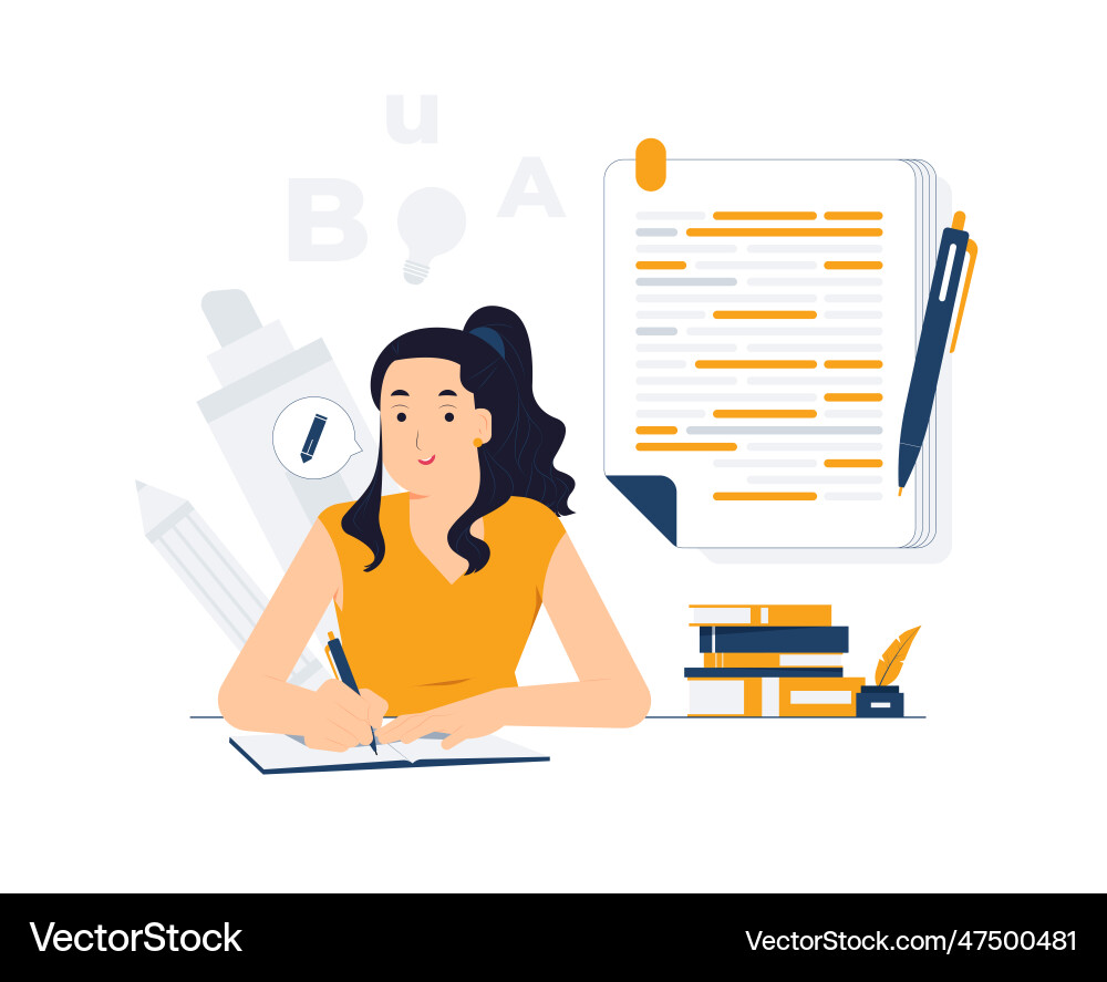 Content writing on paper sheet writer journalist Vector Image