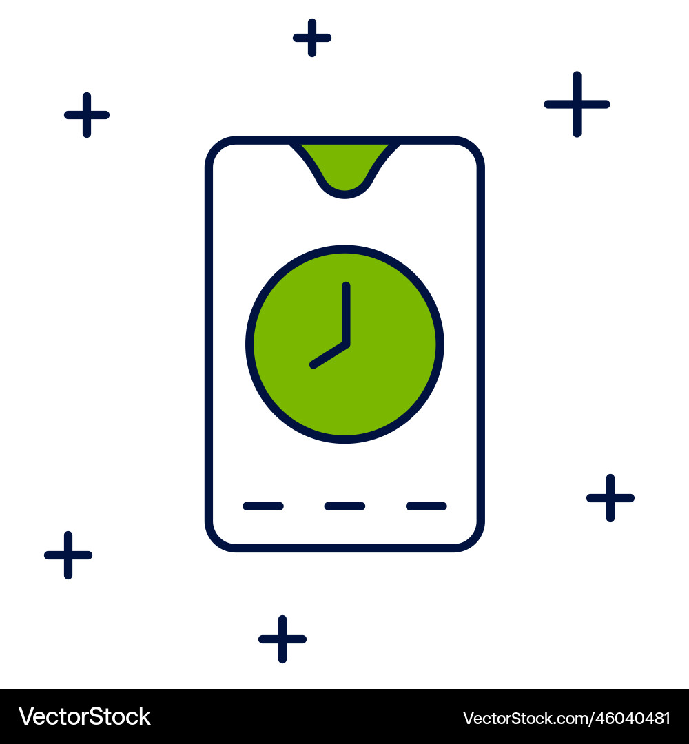 Filled outline alarm clock app smartphone Vector Image