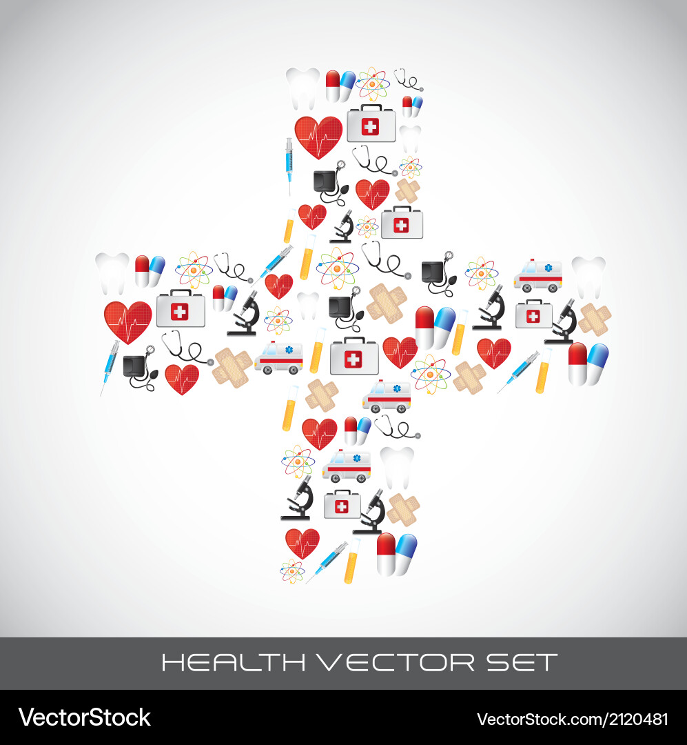 Icons in cross shape over gray background Vector Image