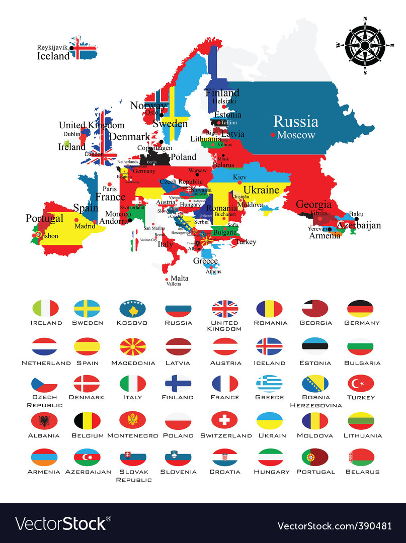 Map and flags Royalty Free Vector Image - VectorStock