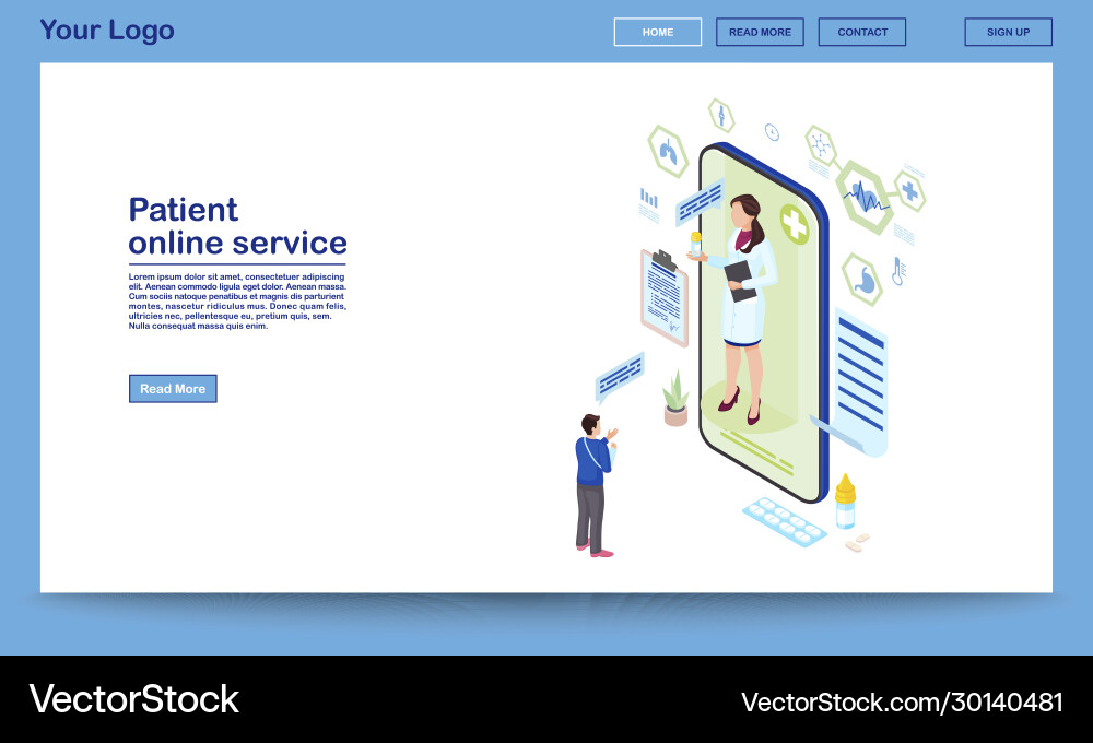 Patient support online service isometric homepage Vector Image