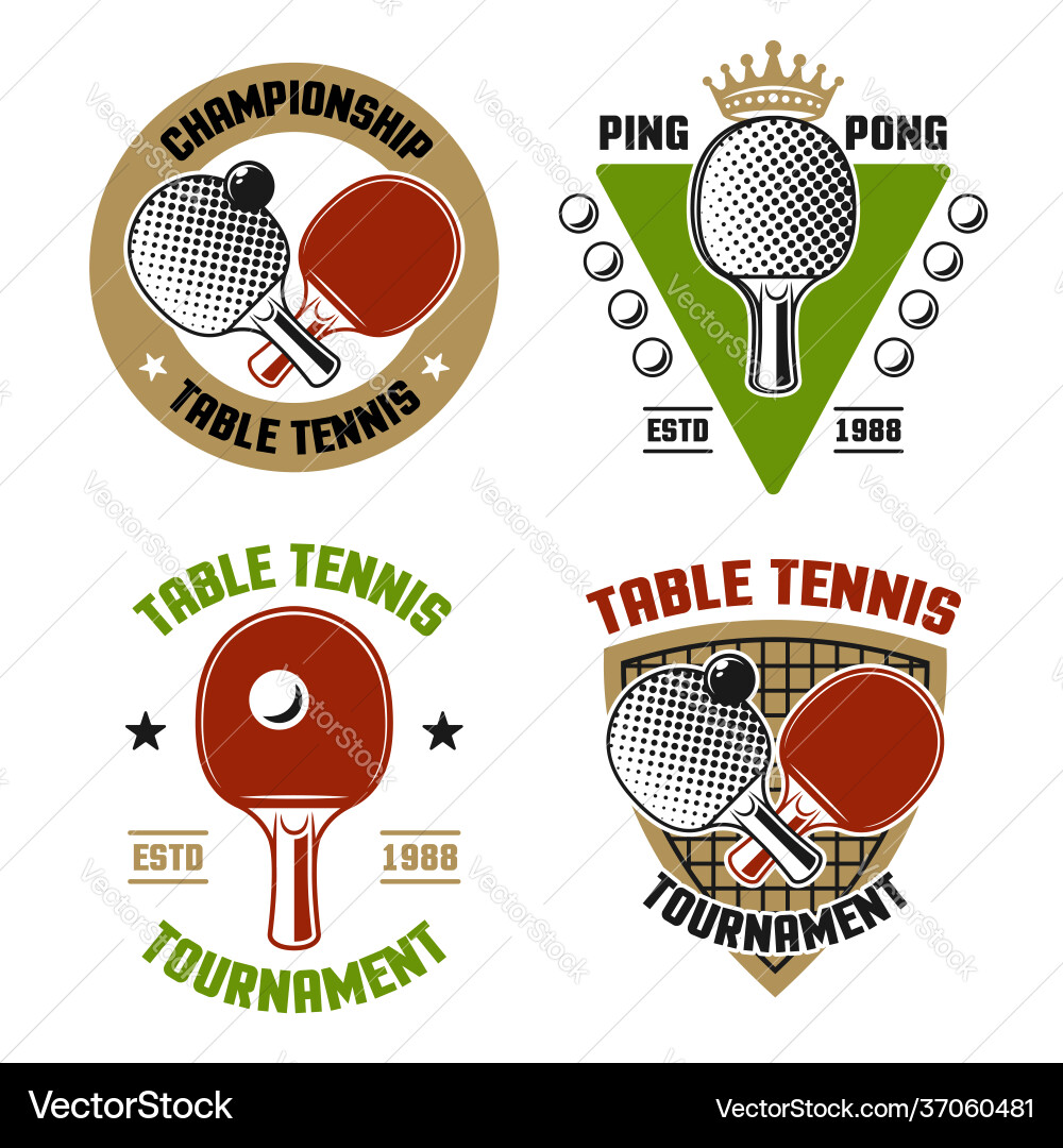 Ping pong or table tennis set four Royalty Free Vector Image