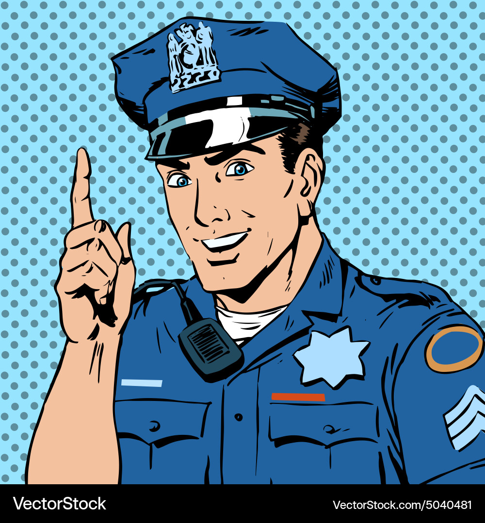 Police officer warns draws attention profession Vector Image