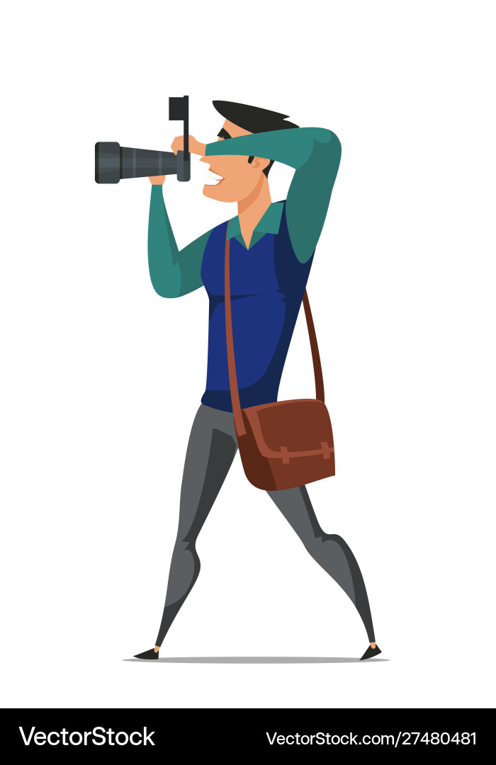 Professional photographer taking photos character Vector Image