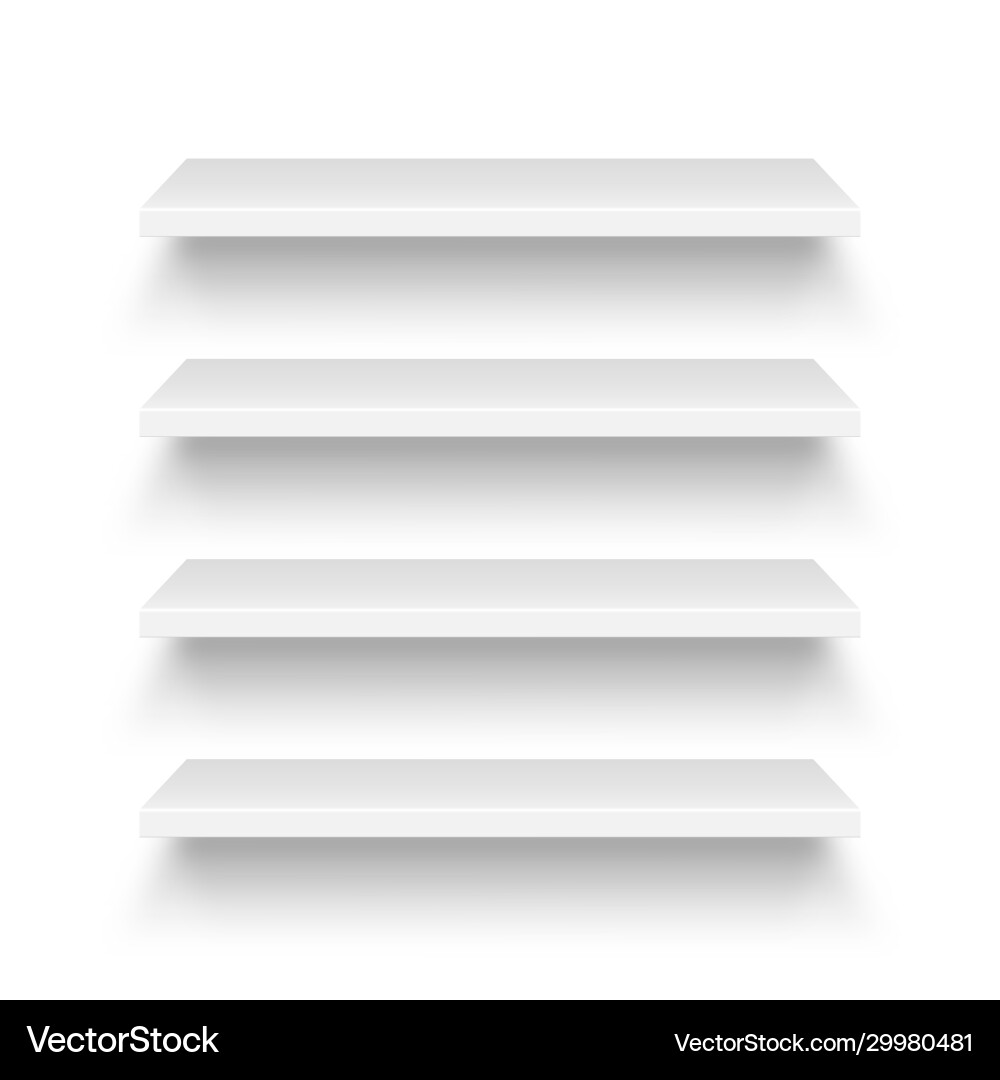 Realistic empty store shelves set product shelf Vector Image