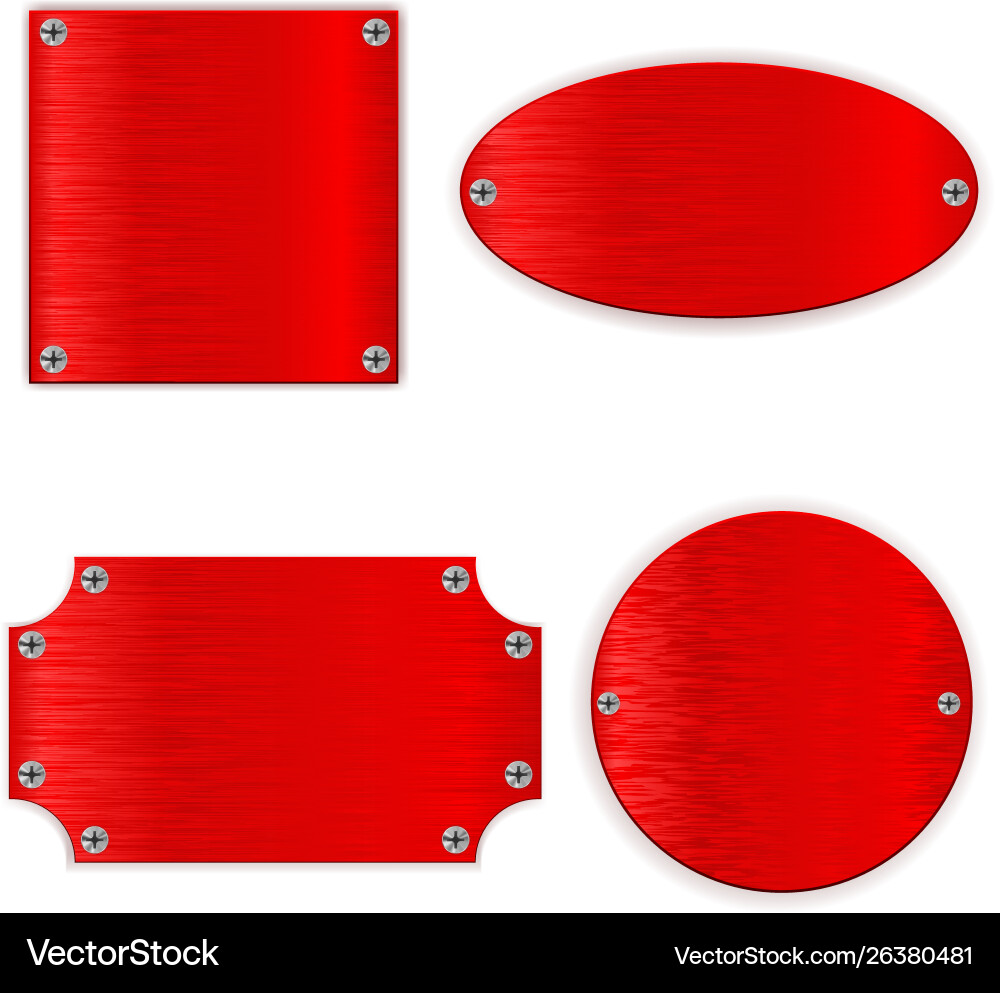Red metal shields shiny blank signs Royalty Free Vector