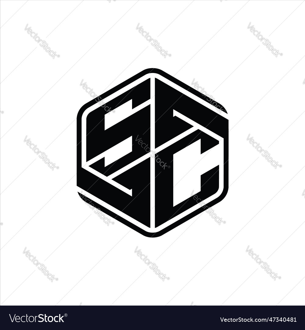 Sc logo monogram hexagon shape with ornament Vector Image