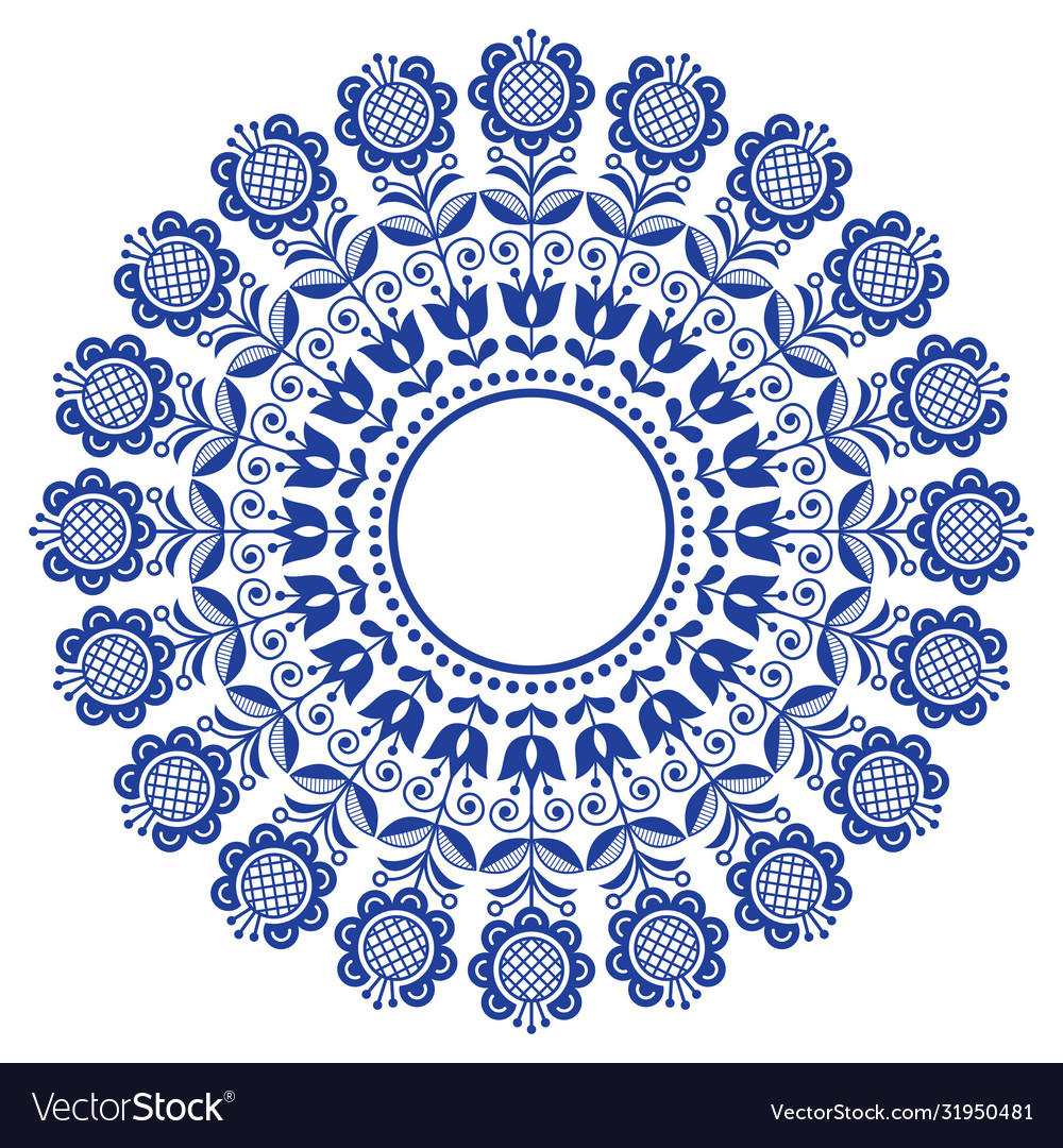 Scandinavian folk art mandala with flowers Vector Image