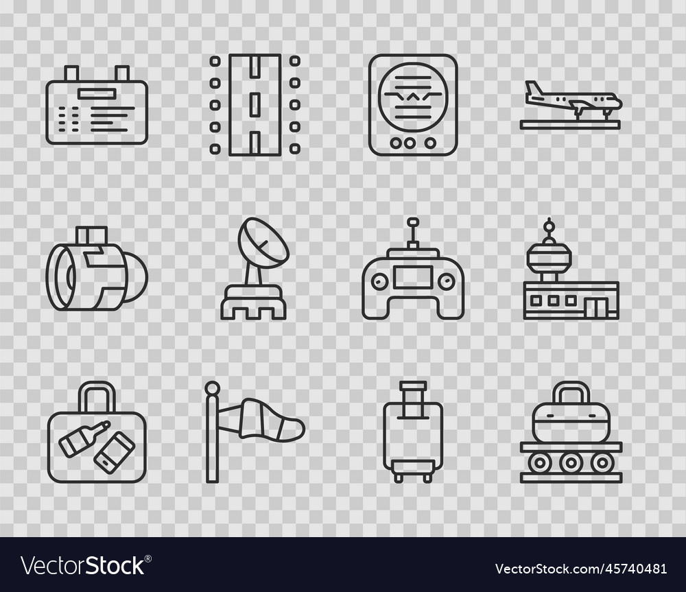 Set line suitcase conveyor belt with suitcase Vector Image Set line suitcase conveyor belt with suitcase Vector Image