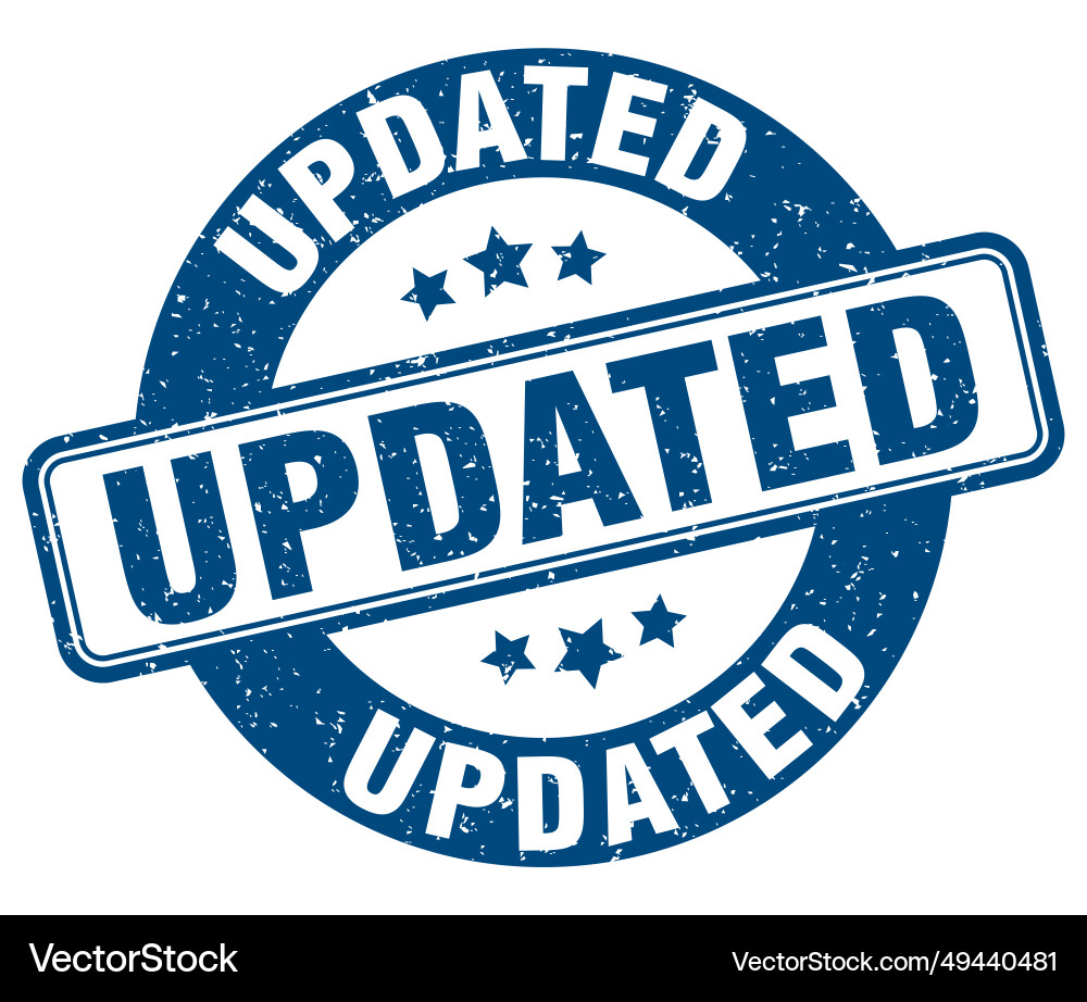 Updated stamp updated label round grunge sign Vector Image