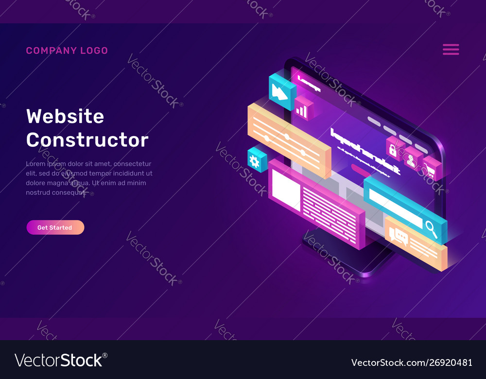 Website constructor isometric concept Royalty Free Vector
