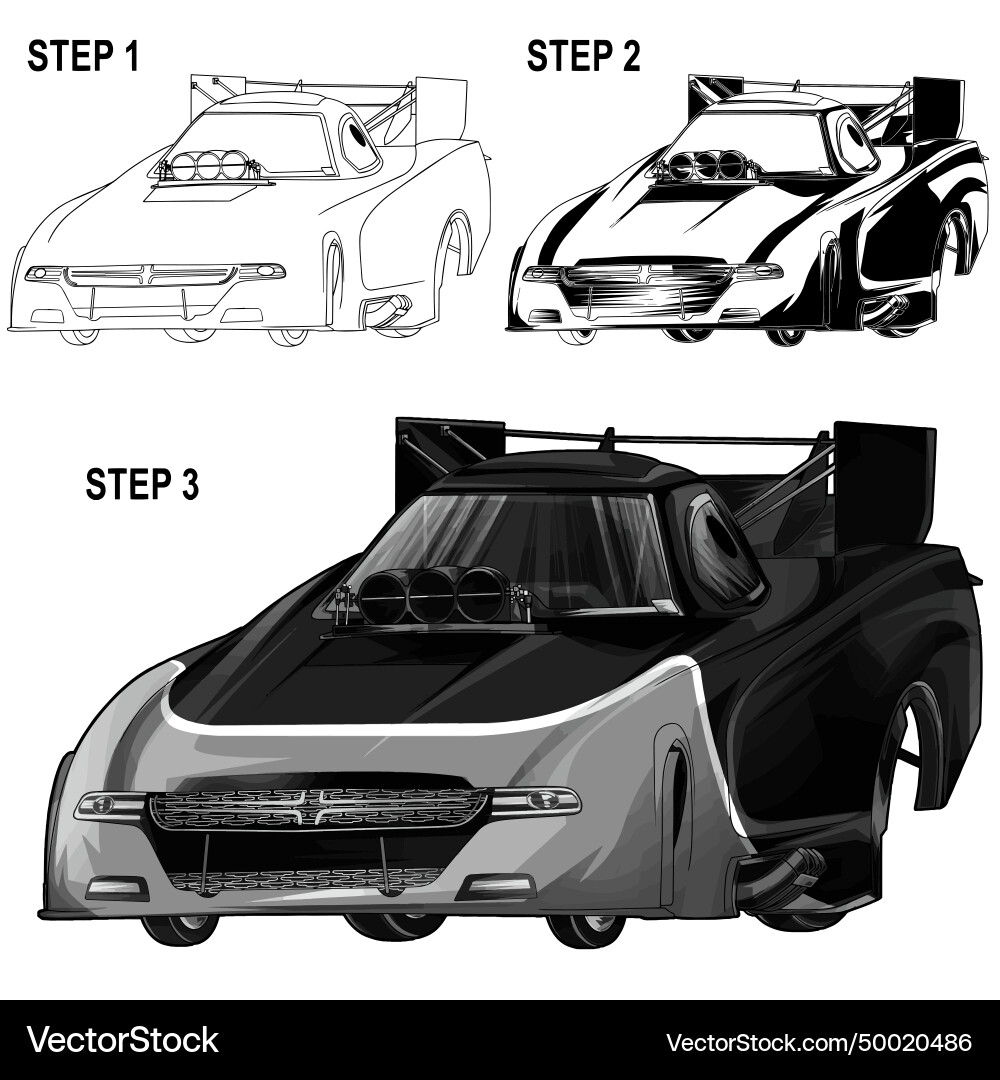 Black drag racing car with white strip Royalty Free Vector