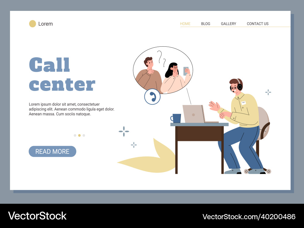 Call center or hotline service web banner mockup Vector Image