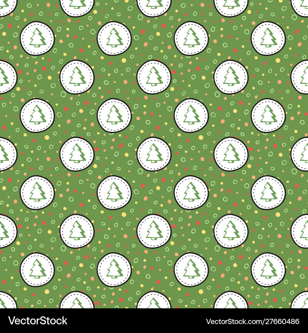 Christmas seamless pattern green print with fir Vector Image