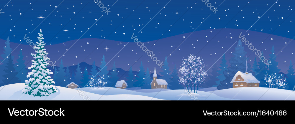 Christmas village banner Royalty Free Vector Image