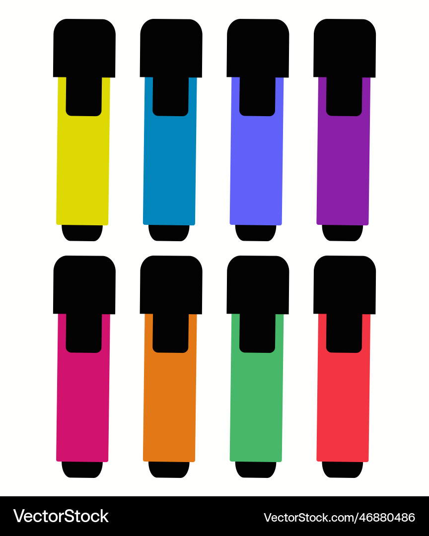 Colored markers set office stationery templates Vector Image