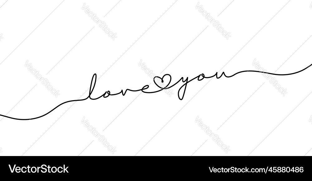 Continuous line drawing of love you text Vector Image
