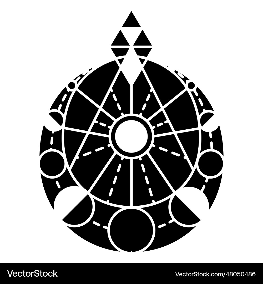 Crescent moon ray sun detailed silhouette Vector Image