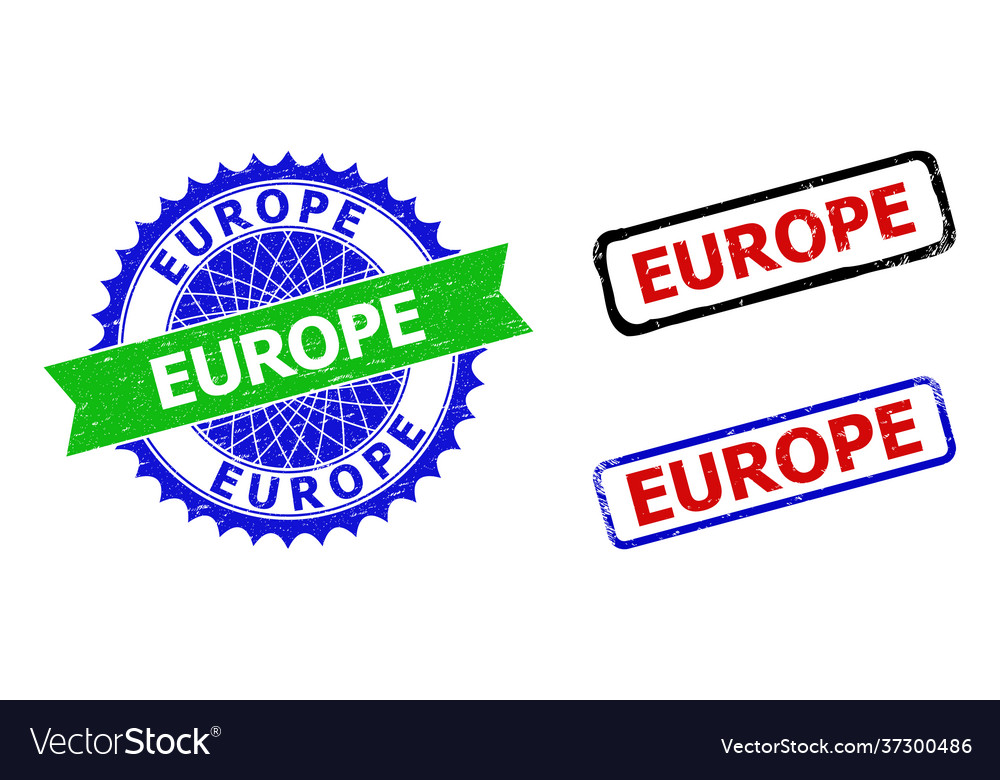 Europe rosette and rectangle bicolor stamps Vector Image