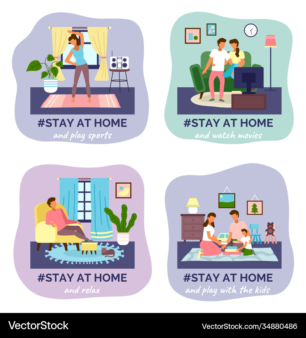 Self isolation stay at home concept people Vector Image