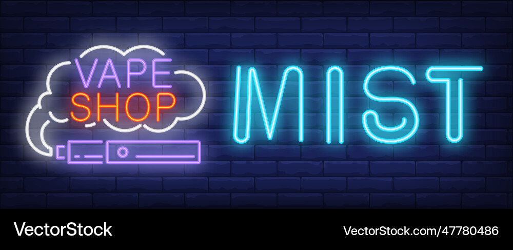 Vape shop mist neon sign Royalty Free Vector Image