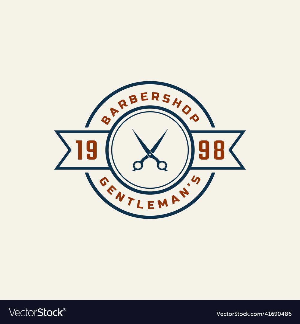Vintage Emblem Badge Barber Shop Logo Royalty Free Vector