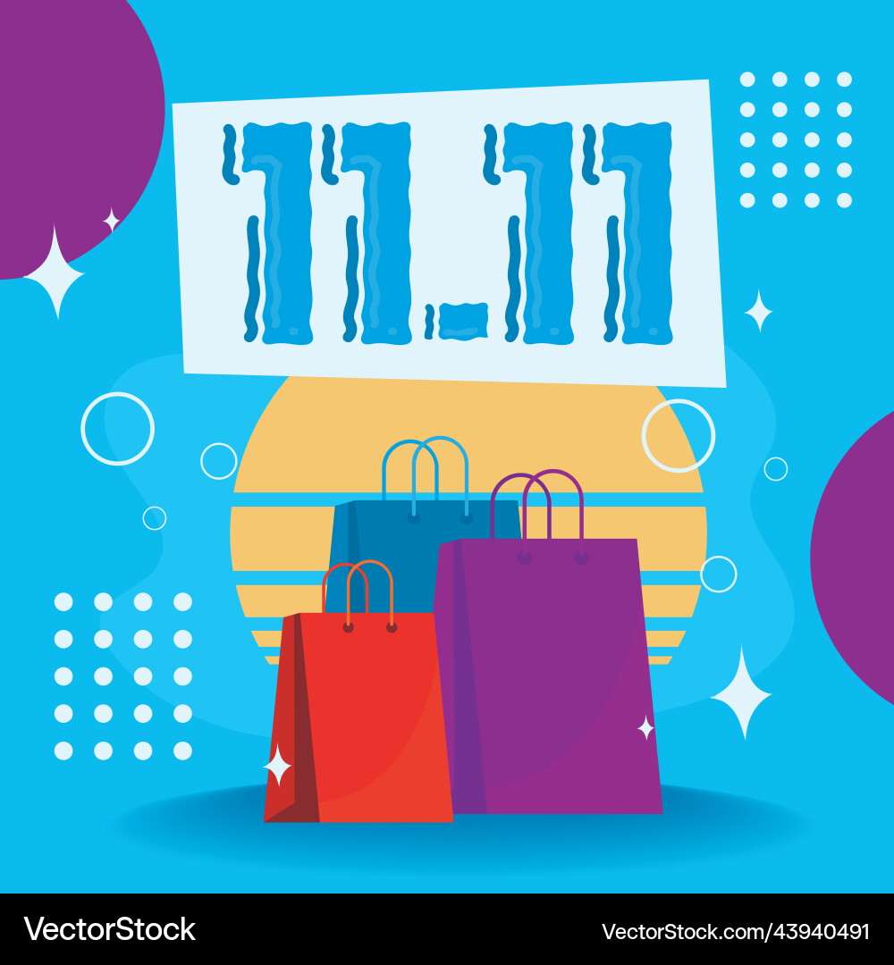 11 and shopping bags Royalty Free Vector Image