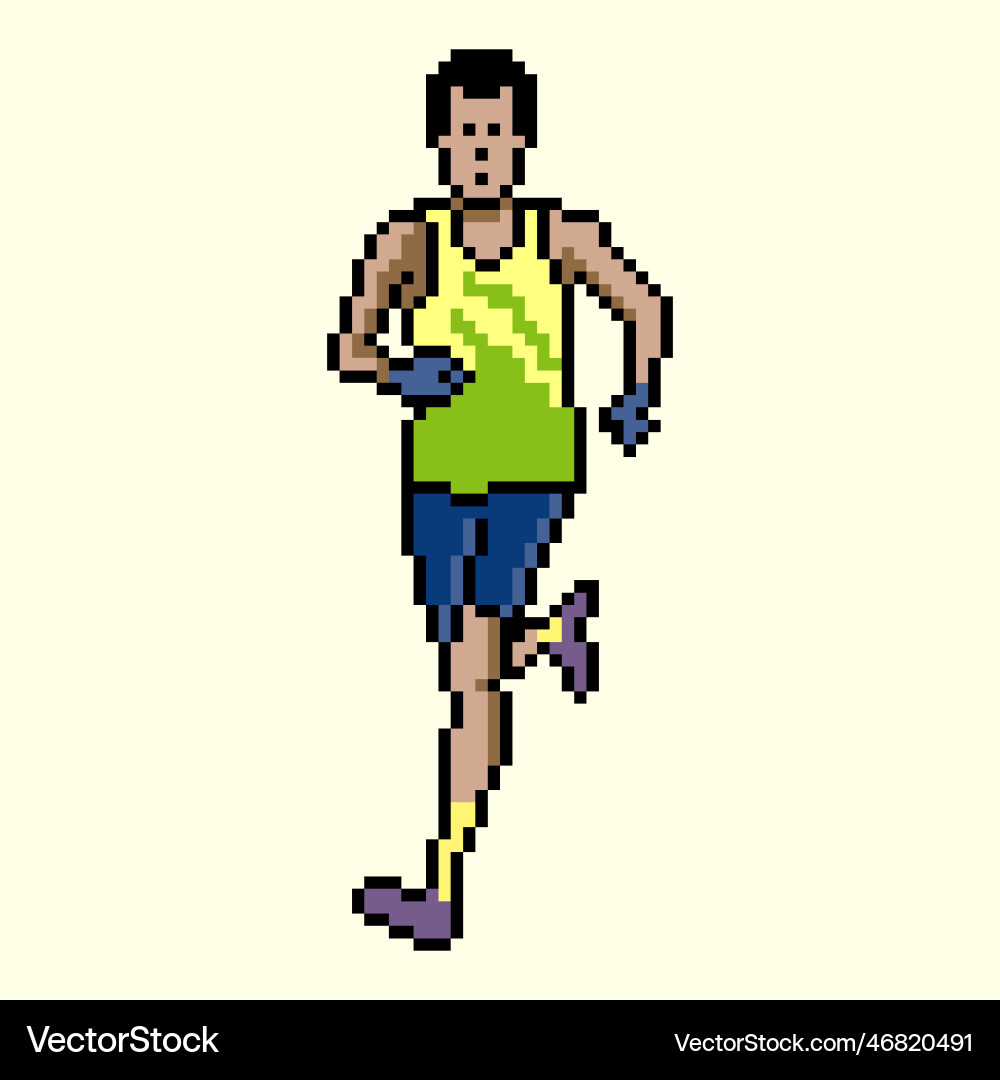 A man running in marathon with pixel art Vector Image