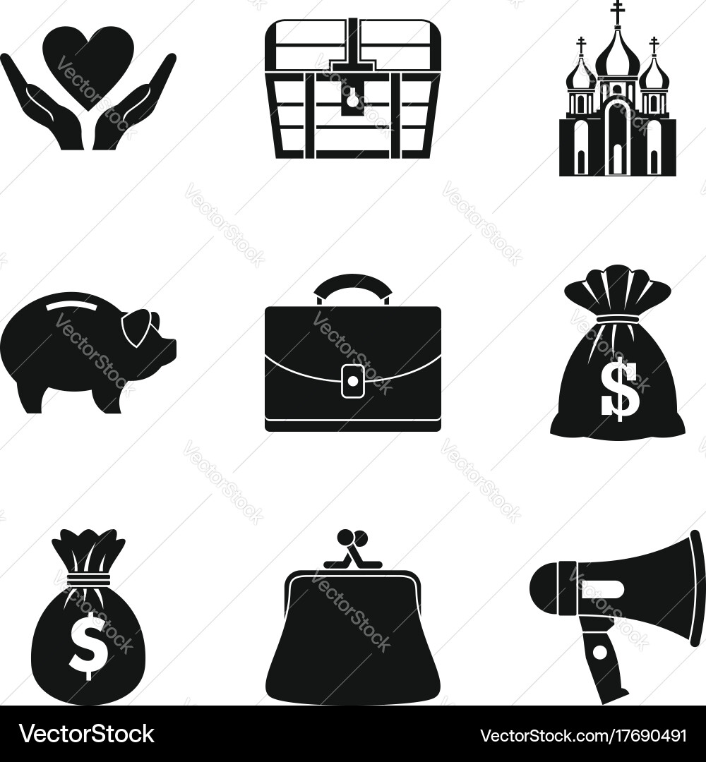 Beneficence icons set simple style Royalty Free Vector Image