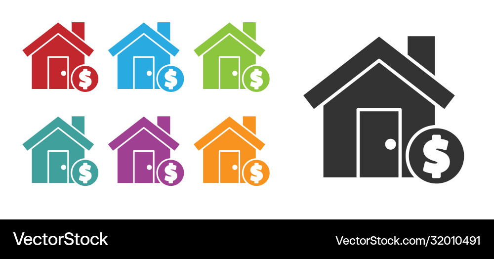 Black house with dollar symbol icon isolated Vector Image
