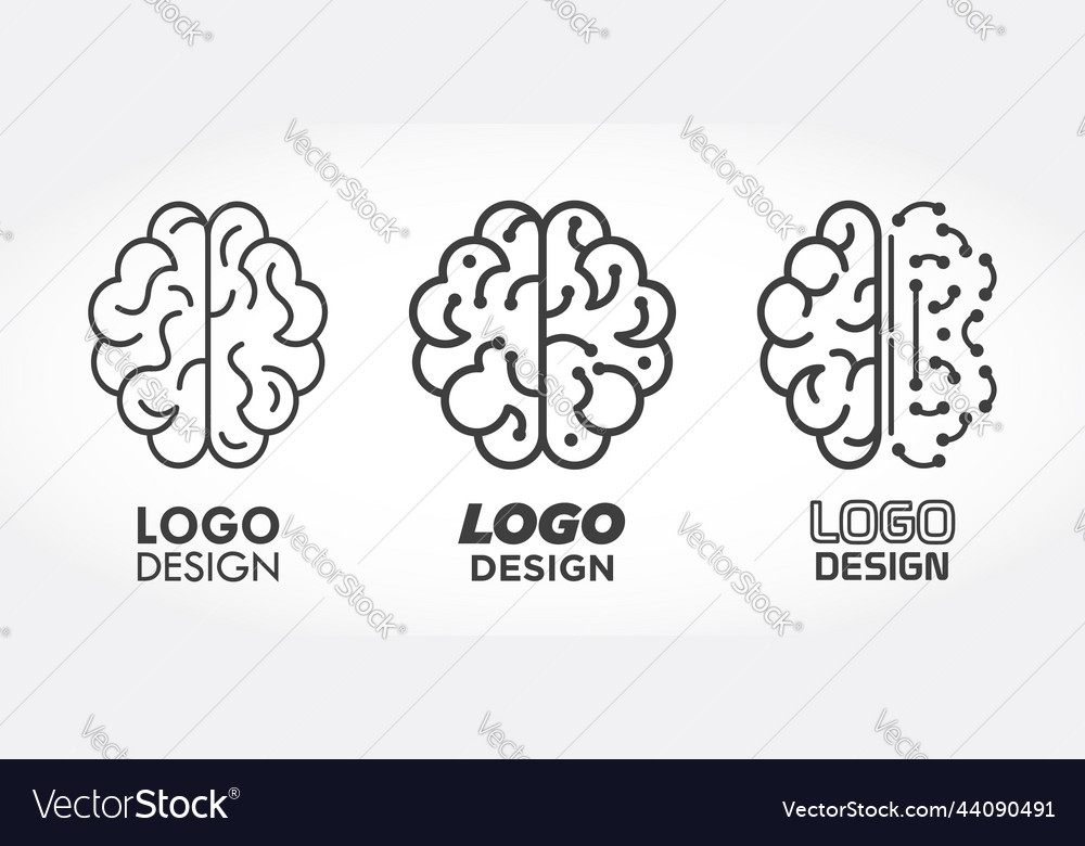 Brain knowledge logo design set intelligence mind Vector Image