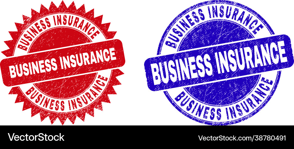 Business insurance rounded and rosette watermarks Vector Image