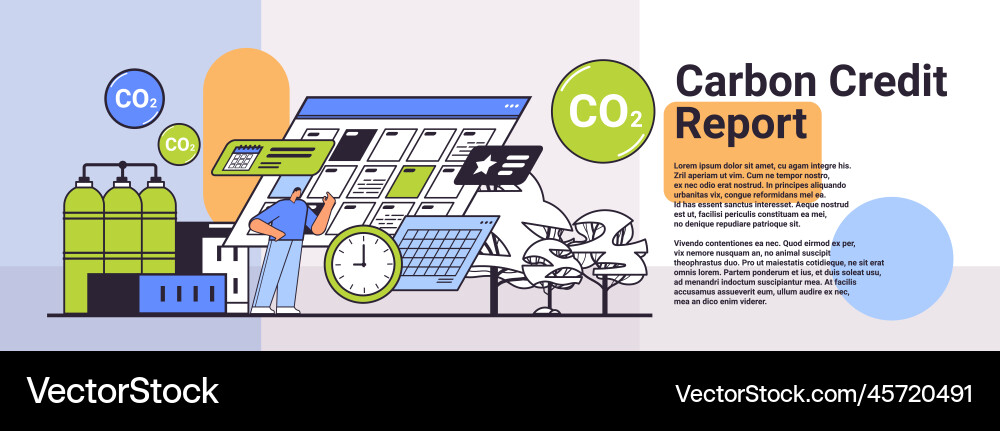 Businessman making carbon credit report Royalty Free Vector
